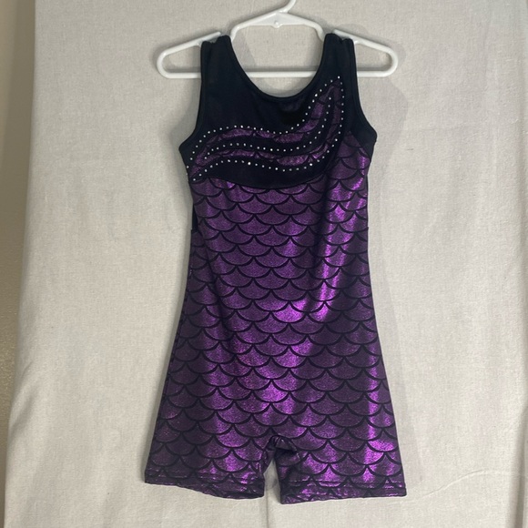 One Pieces | Girls Gymnastics Leotard Purple Mermaid Scales Size 126 ...